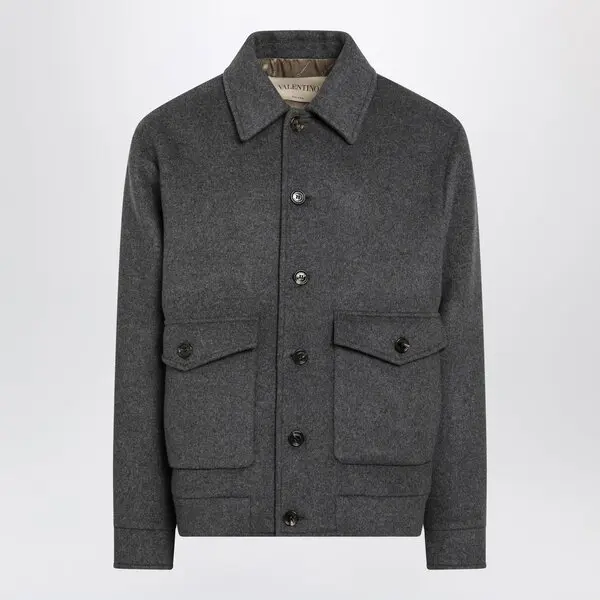 Valentino Garavani Grey Wool And Cashmere-blend Overshirt Jacket - Gray