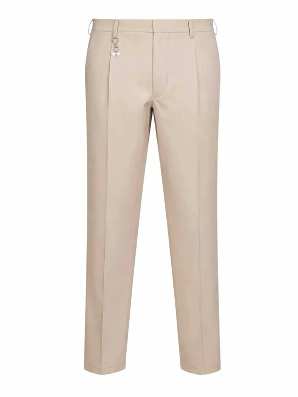 Prada Cotton Trousers With Detachable Logo Keyring - Multicolor