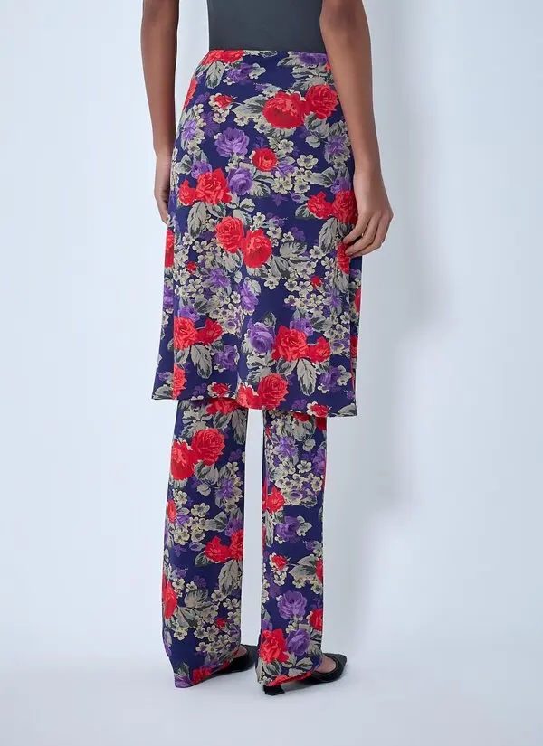 Acne Studios Floral Print Layered Skirt Pants