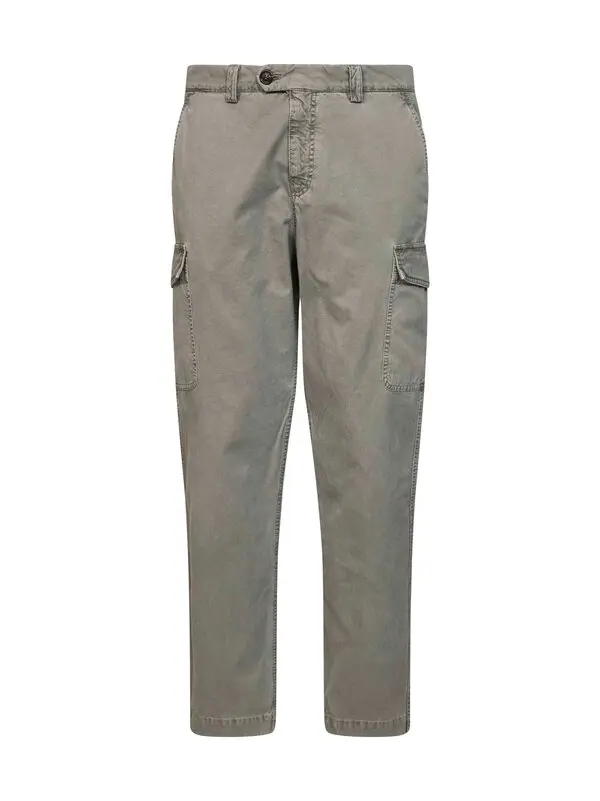 Brunello Cucinelli Peached Cotton Gabardine Cargo Trousers - Multicolor
