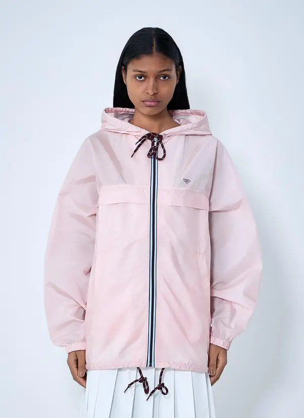 Prada Re-nylon Hooded Windbreaker Jacket - Gray