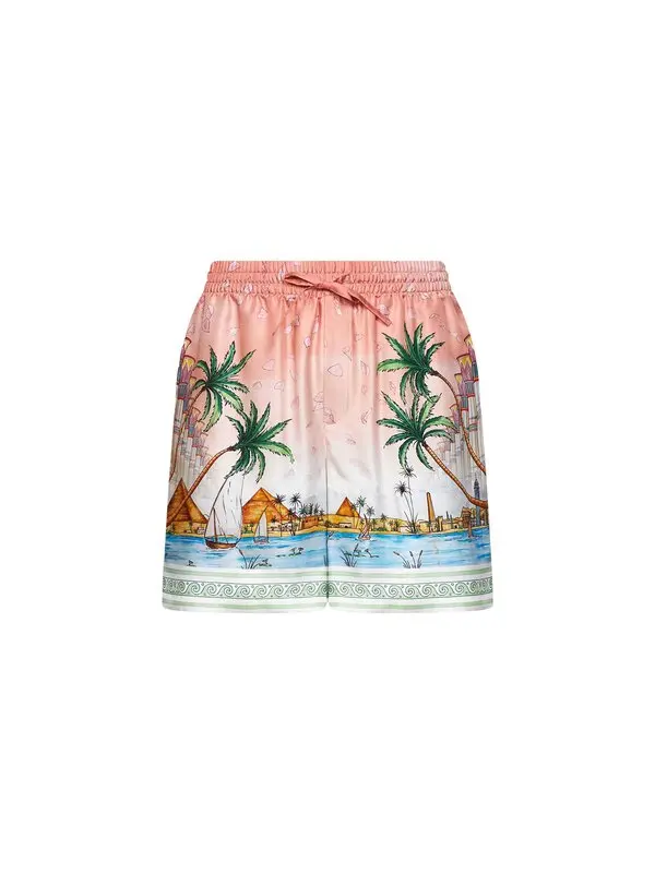 Casablanca Pink Printed Silk Ethereal Shorts - Multicolor