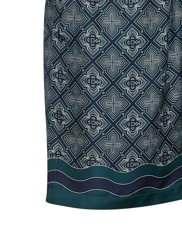 Casablanca Green Printed Silk Radiating Monogram Shorts