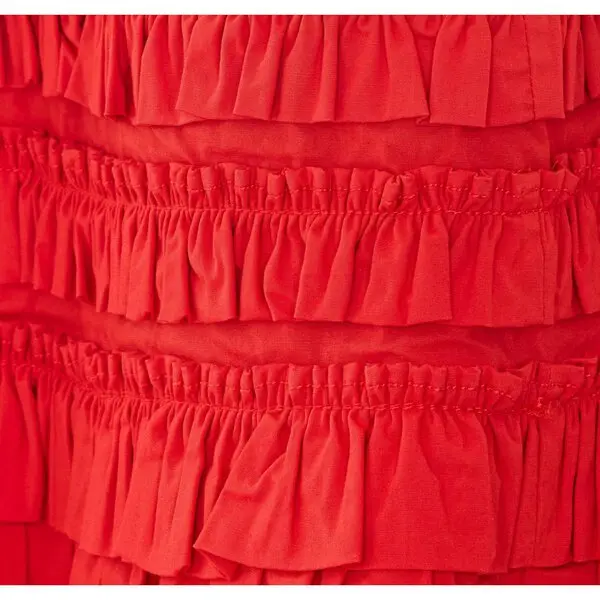 GANNI Flounce Midi Skirt - Red