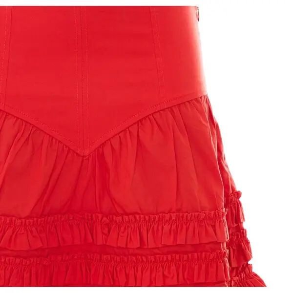 GANNI Flounce Midi Skirt - Red