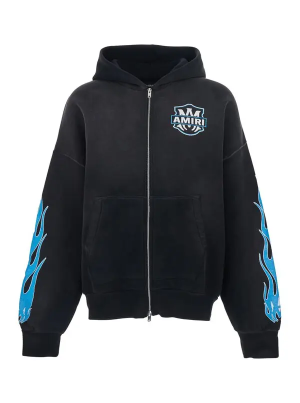 Amiri Black Hoodie With Front Logo And Maxi Logo On The Back For