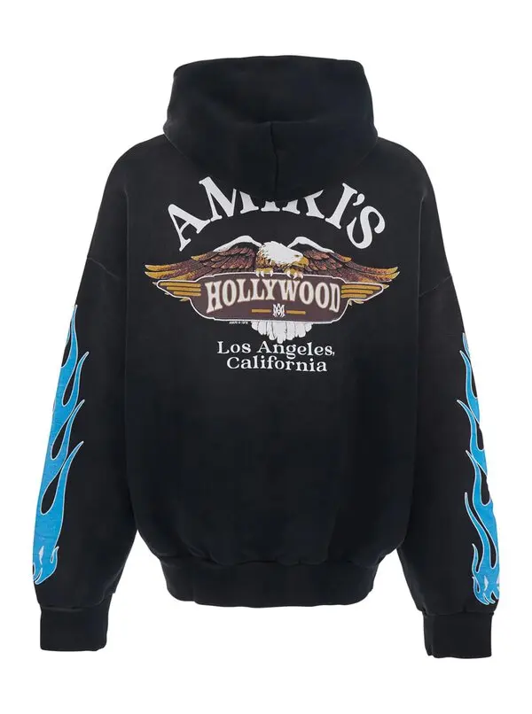 Amiri Black Hoodie With Front Logo And Maxi Logo On The Back For