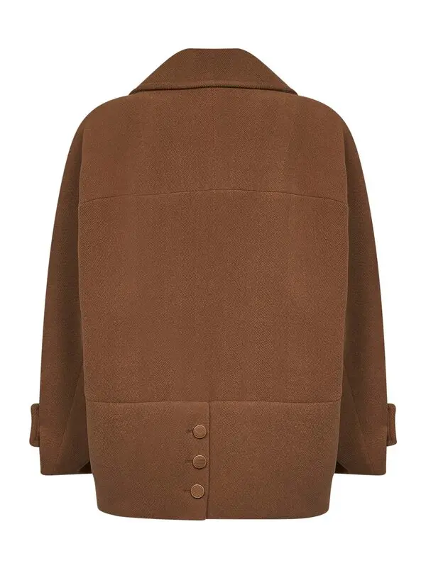 Chloé Dusty Camel Herringbone Wool Short Coat