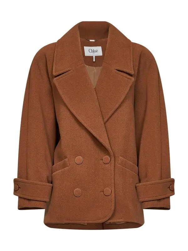 Chloé Herringbone Wool Short Coat