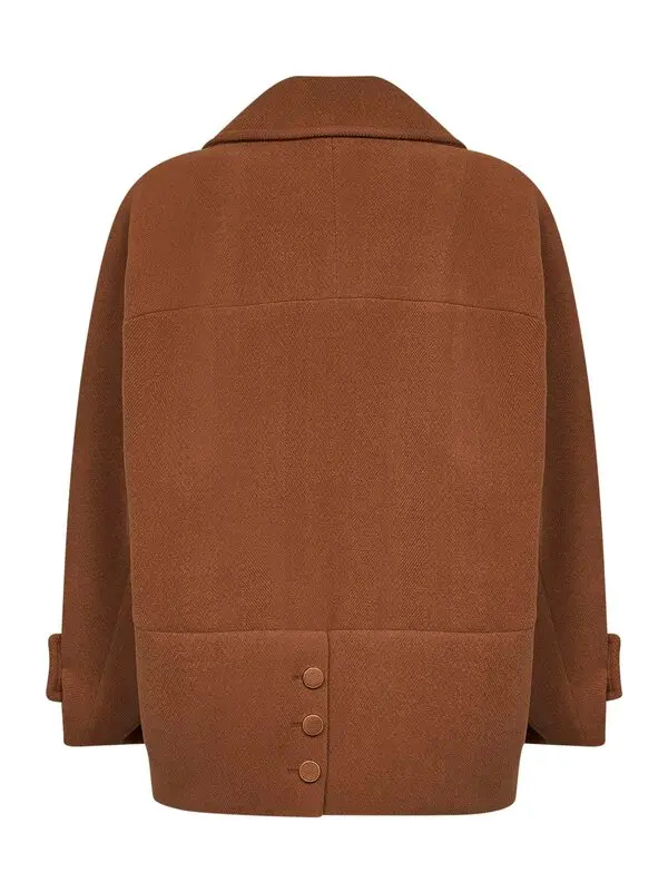 Chloé Herringbone Wool Short Coat