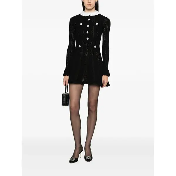 SELF-PORTRAIT Cotton Open-knit Dress