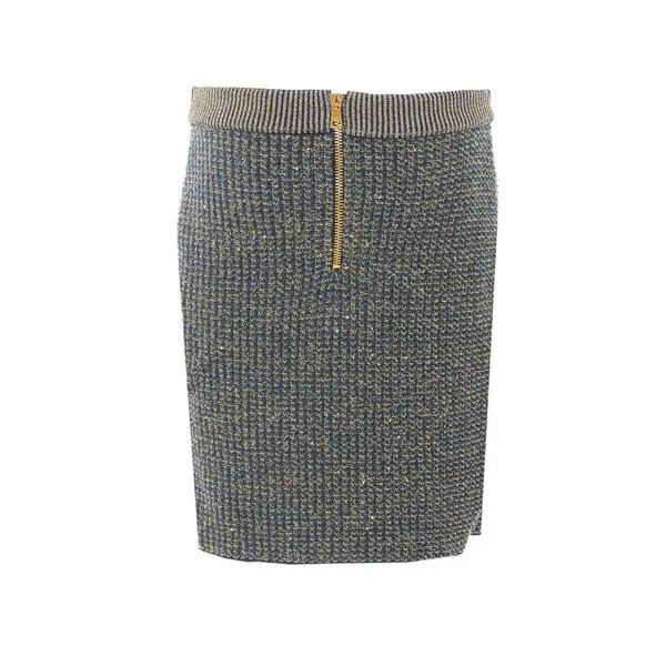 Balmain Glittered Tweed Knit Short Skirt