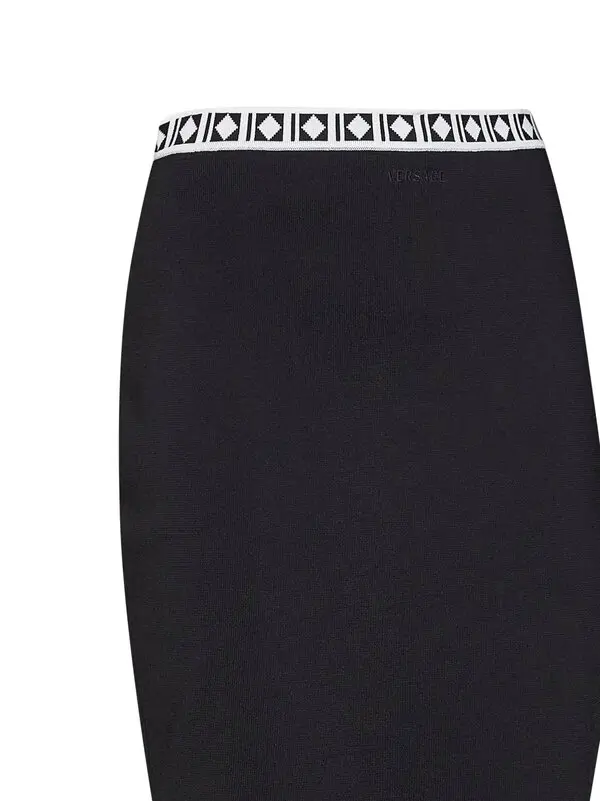 Versace Knit Midi Skirt With Jacquard Details - Multicolor