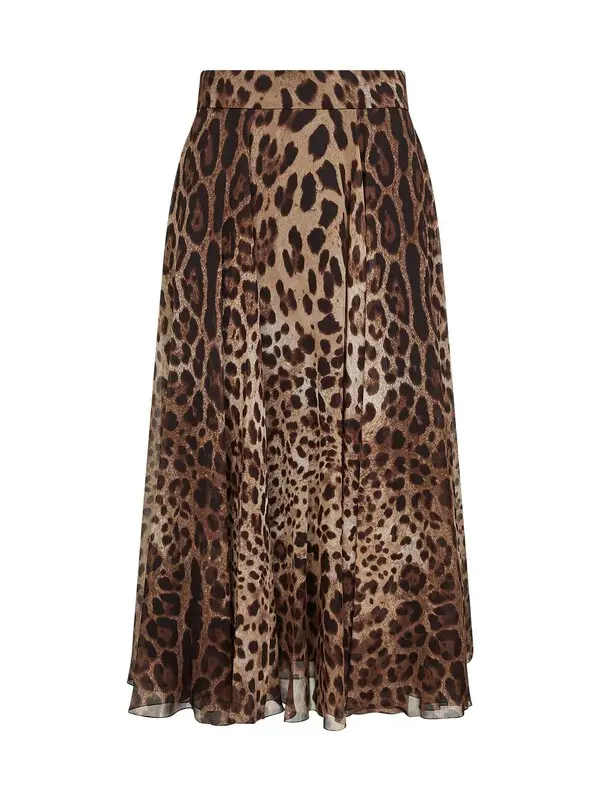 Dolce & Gabbana Leopard Print Chiffon Full Skirt