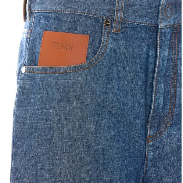 Fendi Ff Logo Denim Shorts