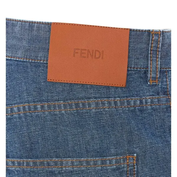 Fendi Ff Logo Denim Shorts - Blue