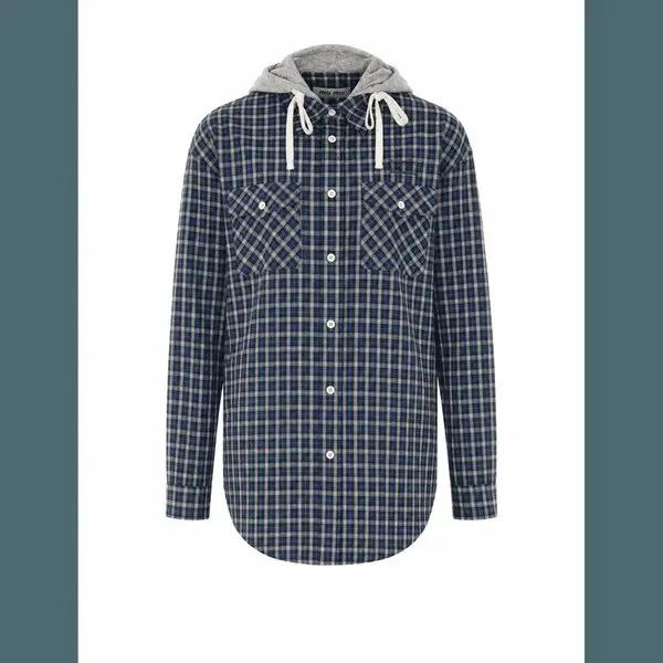 Miu Miu Check Logo Shirt - Blue