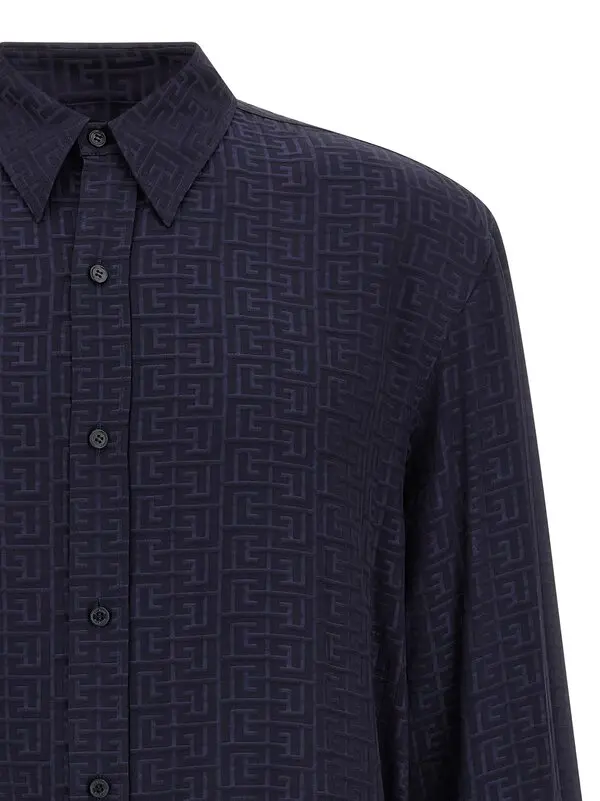 Balmain Jacquard Monogram Shirt - Blue