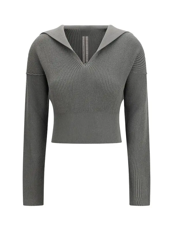 Rick Owens Euca Virgin Wool Sweater With V Neck - Green