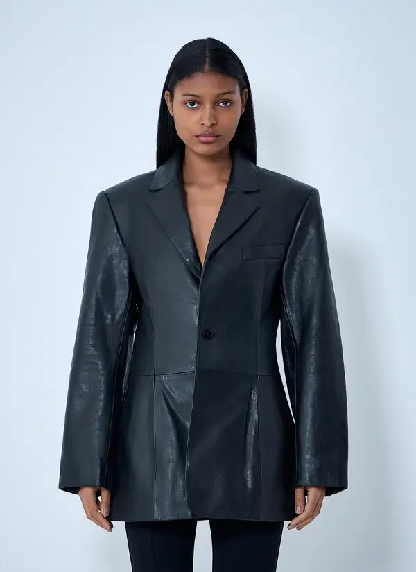 Alexander Wang Leather Single-breasted Blazer - Black