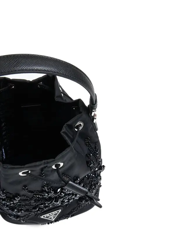 Prada Borse Crystals Re-nylon Mini Bucket Bag