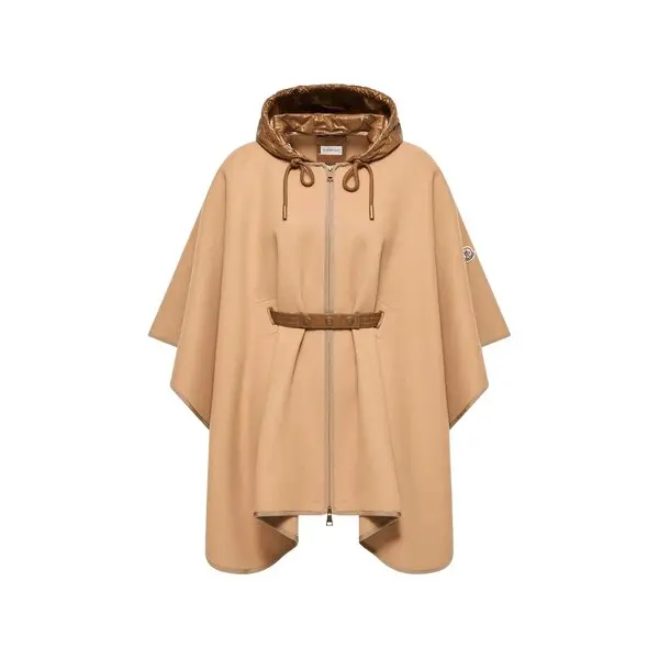 Moncler Felted Hooded Cape - Cream