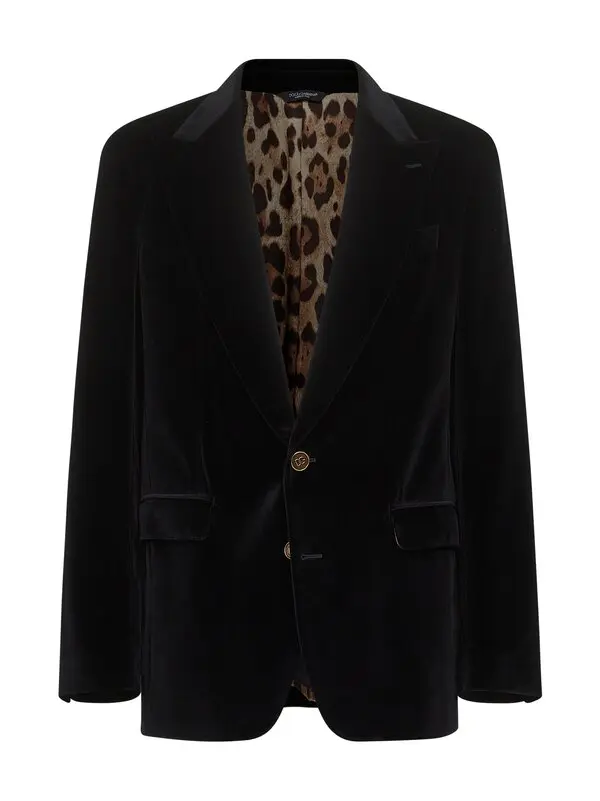 Dolce & Gabbana Black Velvet Sicilia Light Single-breasted Blazer