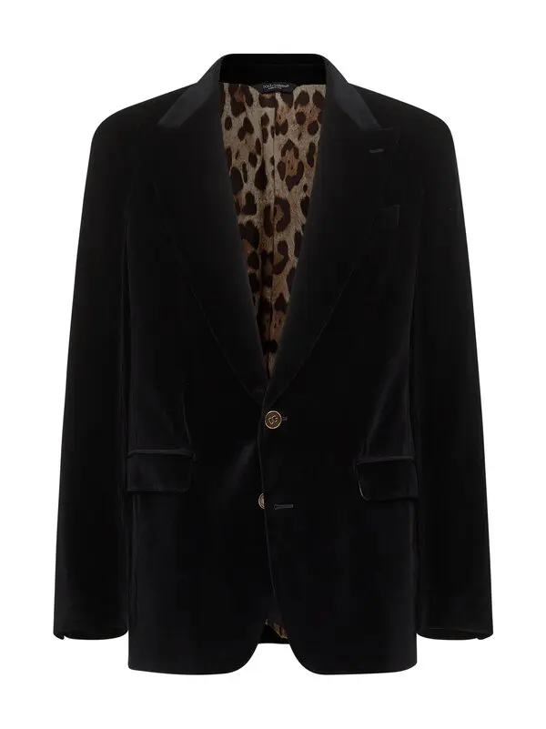 Dolce & Gabbana Black Velvet Sicilia Light Single-breasted Blazer - Multicolor