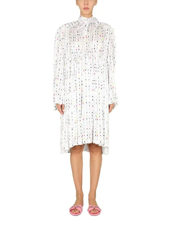 Balenciaga Paper Crush Floral Dress - White