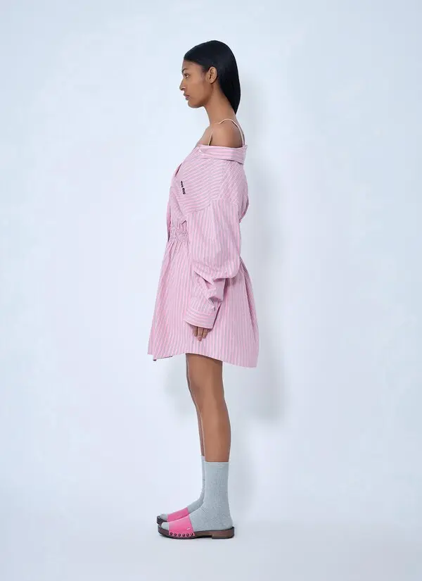 Miu Miu Striped Poplin Dress - Pink