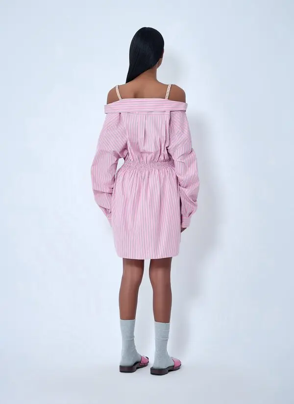 Miu Miu Striped Poplin Dress - Pink
