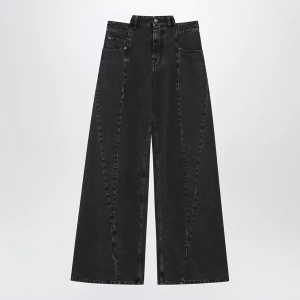 MAISON MARGIELA Wide-leg Jeans In Faded Cotton Denim - Black