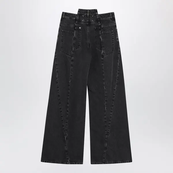 MAISON MARGIELA Wide-leg Jeans In Faded Cotton Denim - Black