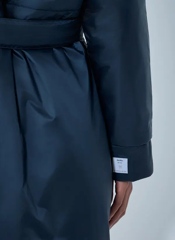 Max Mara Hooded Quilted Coat With Belt - Blue