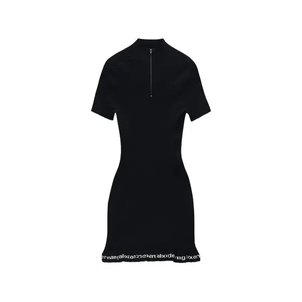 Alexander Wang Rib-knit Quarter-zip Dress - Black