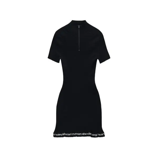 Alexander Wang Rib-knit Quarter-zip Dress - Black