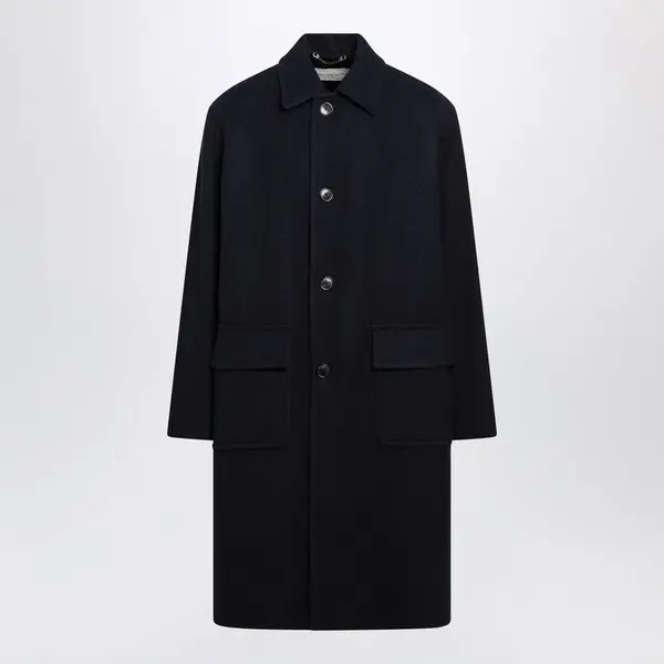 Dries Van Noten Navy Single-breasted Wool Coat