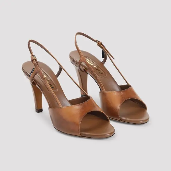 Miu Miu Calf Leather Sandals - Brown