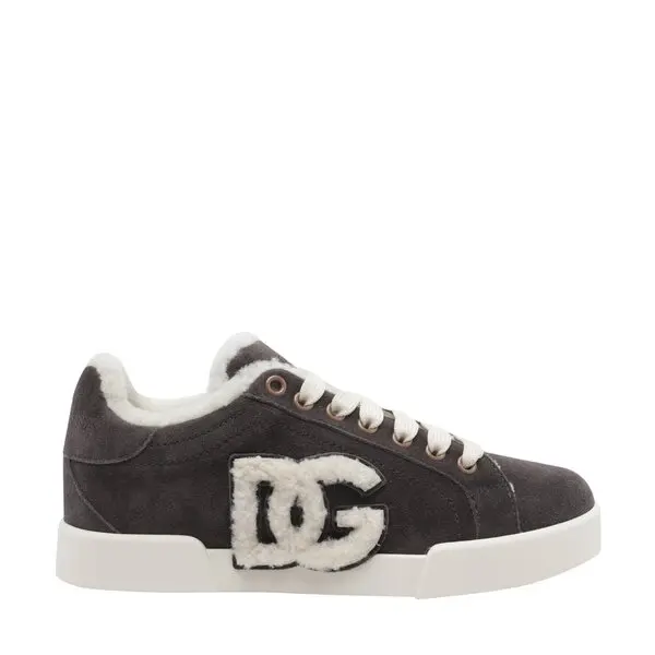 Dolce & Gabbana Portofino Light Sneakers In Calfskin And Sheepskin - Brown