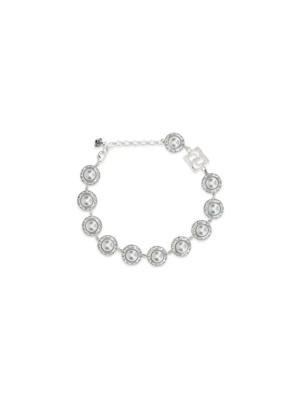 Magda Butrym Pearl And Crystal Necklace - Silver