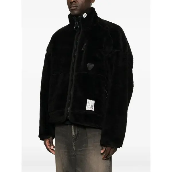 Mihara Yasuhiro Fleece Textured Zip Up Jacket - Black