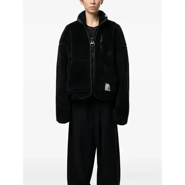 Mihara Yasuhiro Fleece Textured Zip Up Jacket - Black