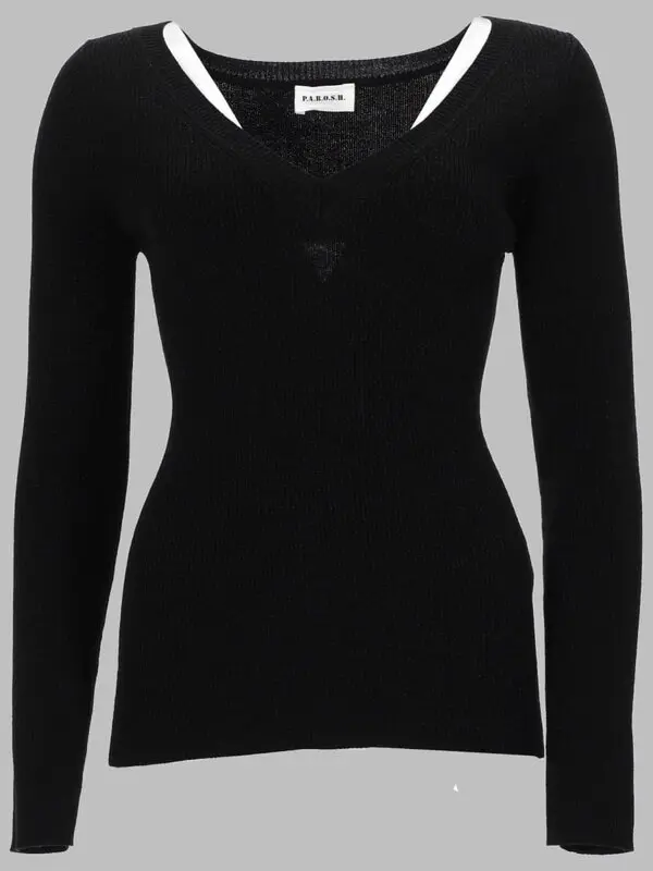 P.a.r.o.s.h Wool Blend Long Sleeve V-neck Sweater