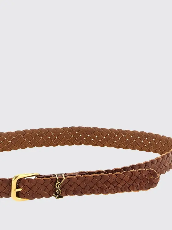Saint Laurent Cassandre Woven Leather Belt