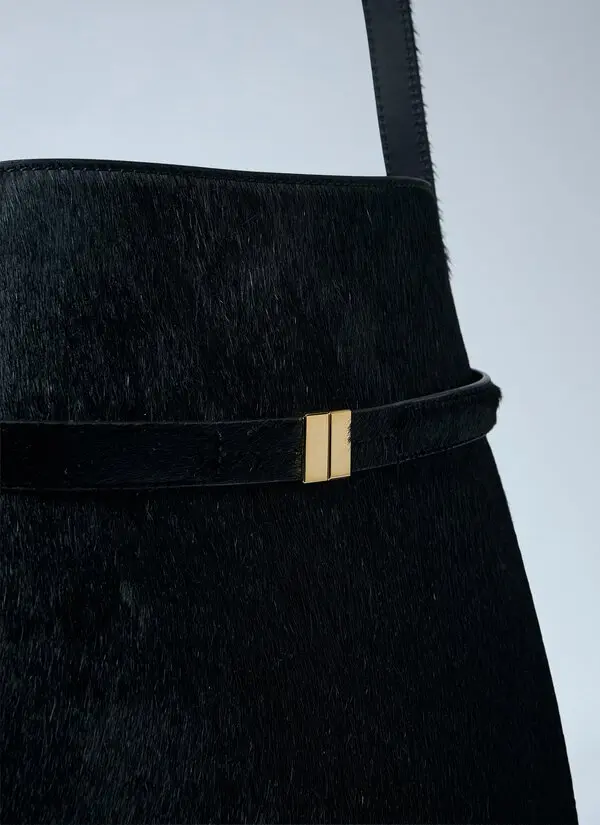 TOTEME Belted Pony Hair Bucket Bag - Black