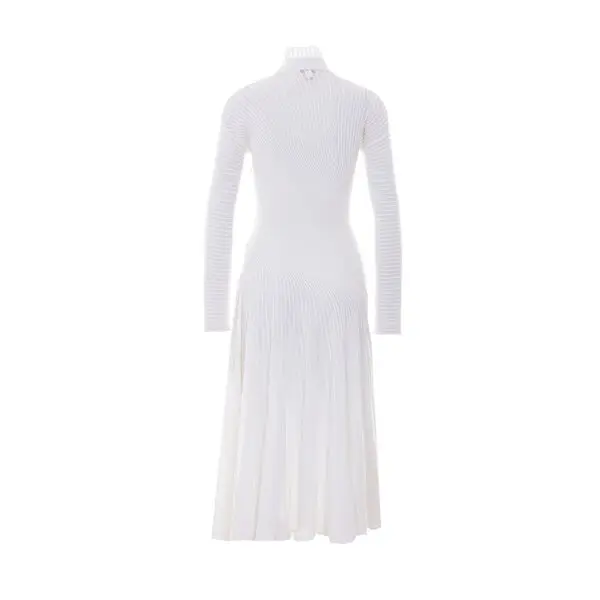Alaïa Ribbed Turtleneck Dress - White