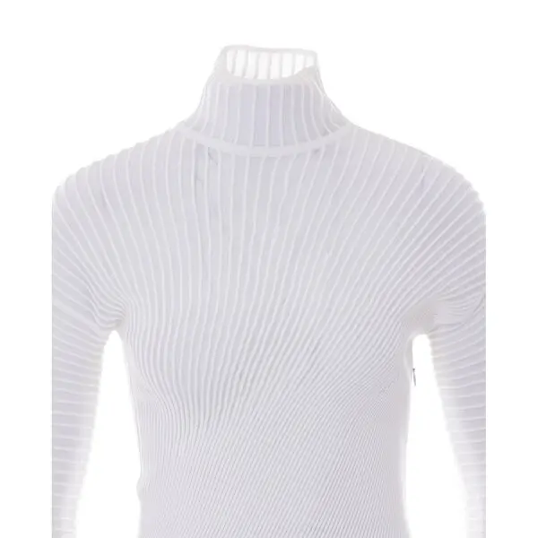Alaïa Ribbed Turtleneck Dress - White