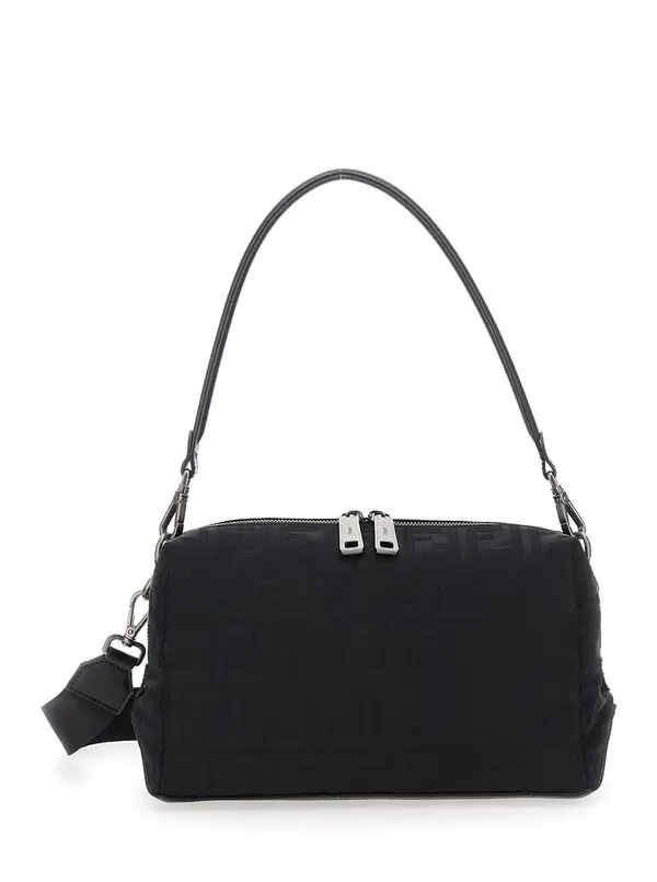 Fendi Shoulder Bag 'lui Medium' With Ff All-over Motif In Tech Fabric For - Black