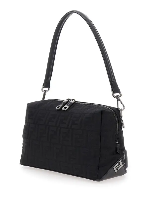 Fendi Shoulder Bag 'lui Medium' With Ff All-over Motif In Tech Fabric For - Black