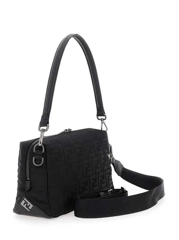 Fendi Shoulder Bag 'lui Medium' With Ff All-over Motif In Tech Fabric For - Black